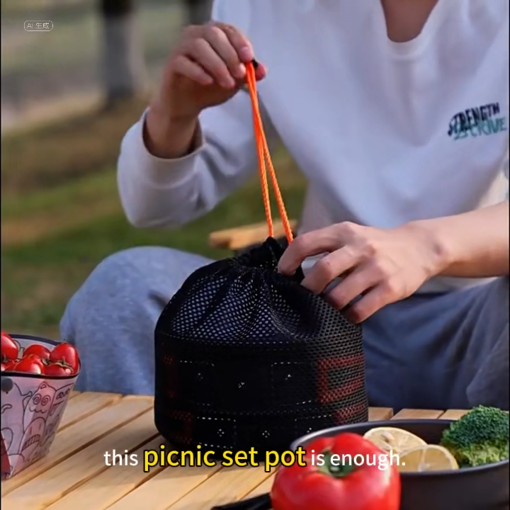 Camping Cookware Set Picnic Cook Pot Bowls Kit Hiking Backpacking Gear ...