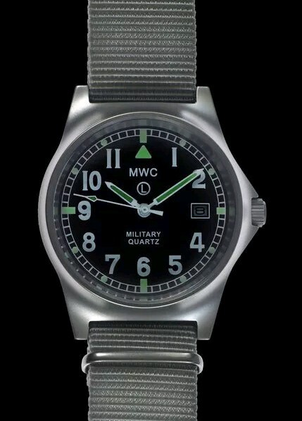 MWC G10LM Military Watch | 50m | Date Window | Screw Case Back | Grey ...