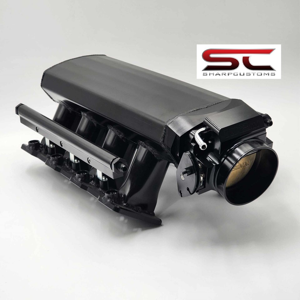 102mm Black Angle Tall LS1 LS2 LS6 TIG WELDED Intake Manifold Fuel ...