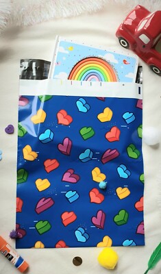 Designer Polymailer Swimming Hearts heart love poly mailers 10x13 | eBay