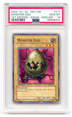 PSA 10 GEM MINT Yu-Gi-Oh! Monster Egg LOB-017 1st Edition Asian - English 17 -97 | eBay