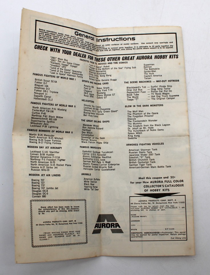 1969 Aurora Phantom of the Opera GITD Model Kit | eBay