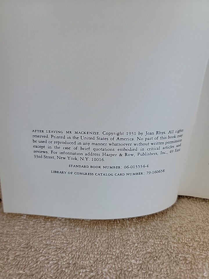 After Leaving Mr. Mackenzie Jean Rhys Harper & Row 1931 | eBay