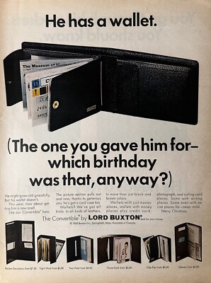 1969 Lord Buxton Wallet Print Ad, Springfield Mass., Men’s Money Holder ...