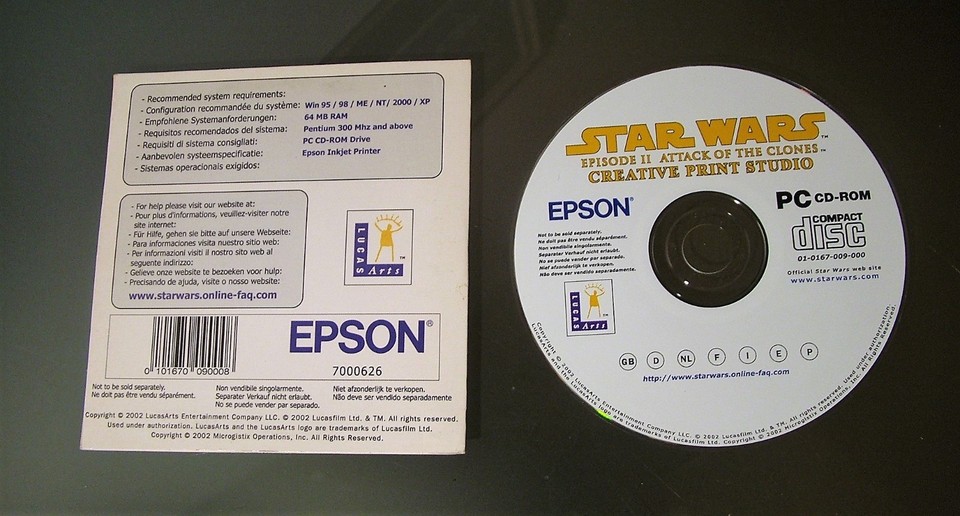 Star Wars Creative Print Studio Episode II Attack of the Clones PC CD ...