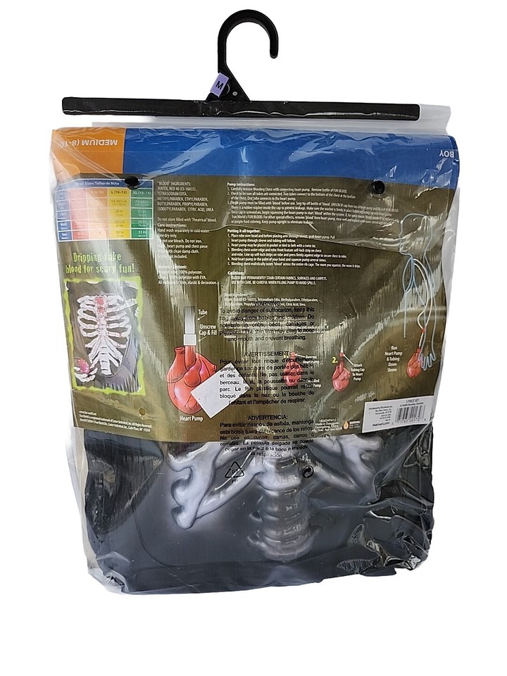Bleeding Skeleton Costume Halloween Costume Boys M 8-10 Grim Reaper ...