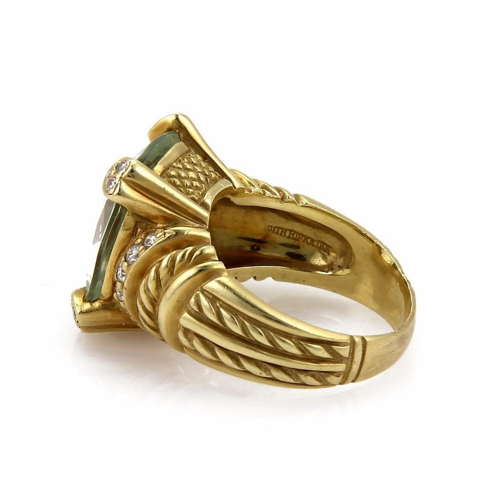 Judith Ripka Ring Green Amethyst & Diamond 18k Yellow Gold | eBay