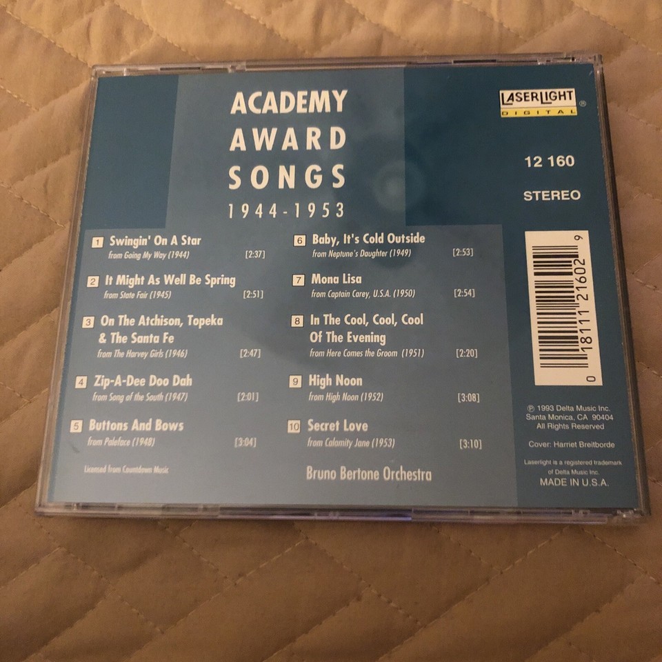 Academy Award Songs 1944-1953 by Bruno Bertone Orchestra (CD, Mar-1993 ...