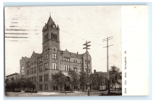 Postcard IL Illinois Springfield City Hall Exterior Street View Posted ...