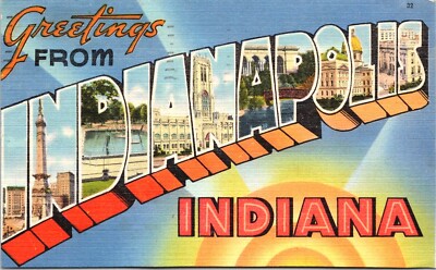 Greetings from Indianapolis Indiana, Large Letter, Linen, Unposted | eBay