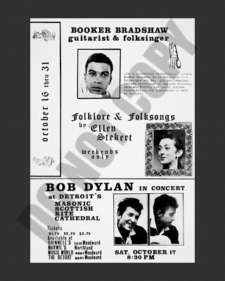 1964 Bob Dylan Concert Detroit Masonic Scottish Rite Cathedral Flyer ...