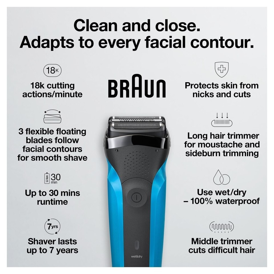 BRAUN SERIES 3 Electric Razor (model 310s) for Men Electric Foil Shaver ...