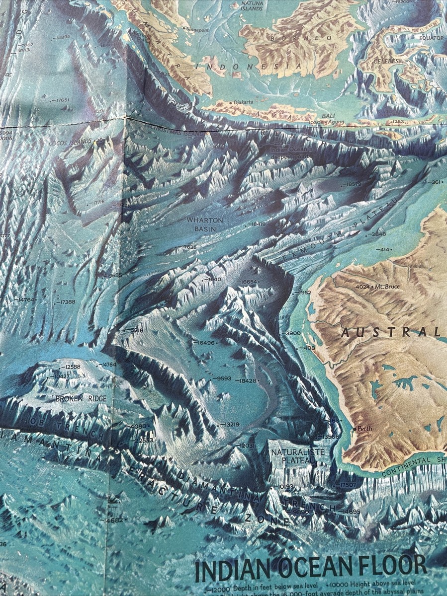 Indian Ocean Floor Map National Geographic Wall Maps Of The Oceans