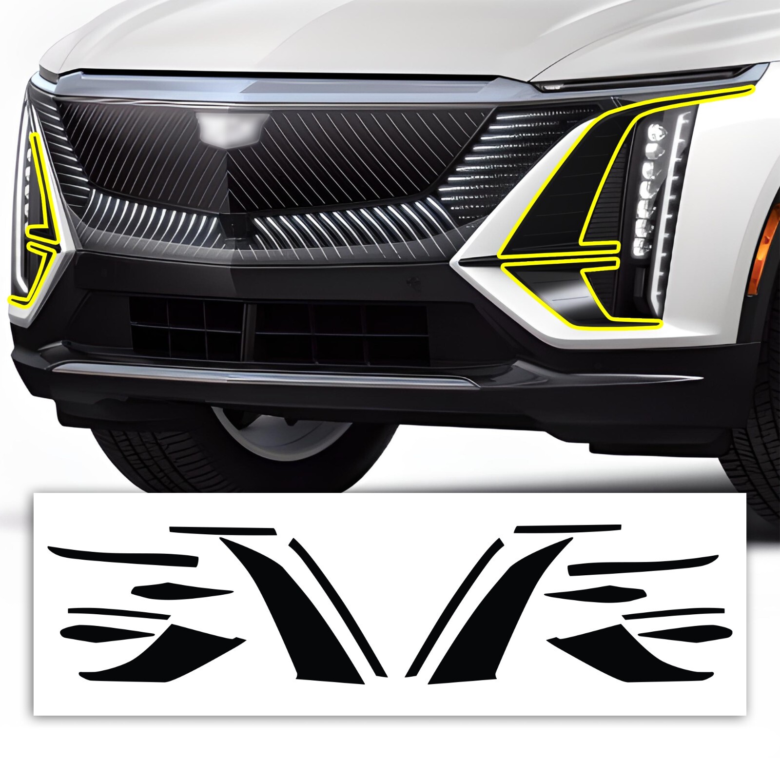 Fits Cadillac Lyriq 2023+ Front Bezels Chrome Delete Decal Blackout ...