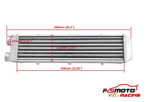 550x140x70mm Delta Fin Design One Sided Aluminum Intercooler 2" Inlet ...