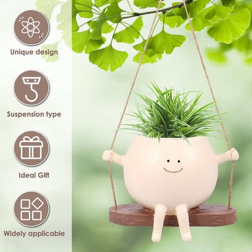 Swing Planter Pot Smile Face Swing Flowers Pot Cute Hanging Swing ...