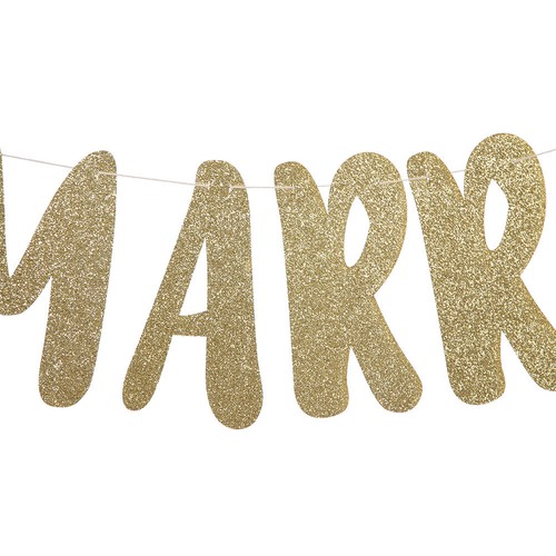 (Gold)JUST MARRIED Banner Bunting Letter Streamer Bridal Shower Wedding ...