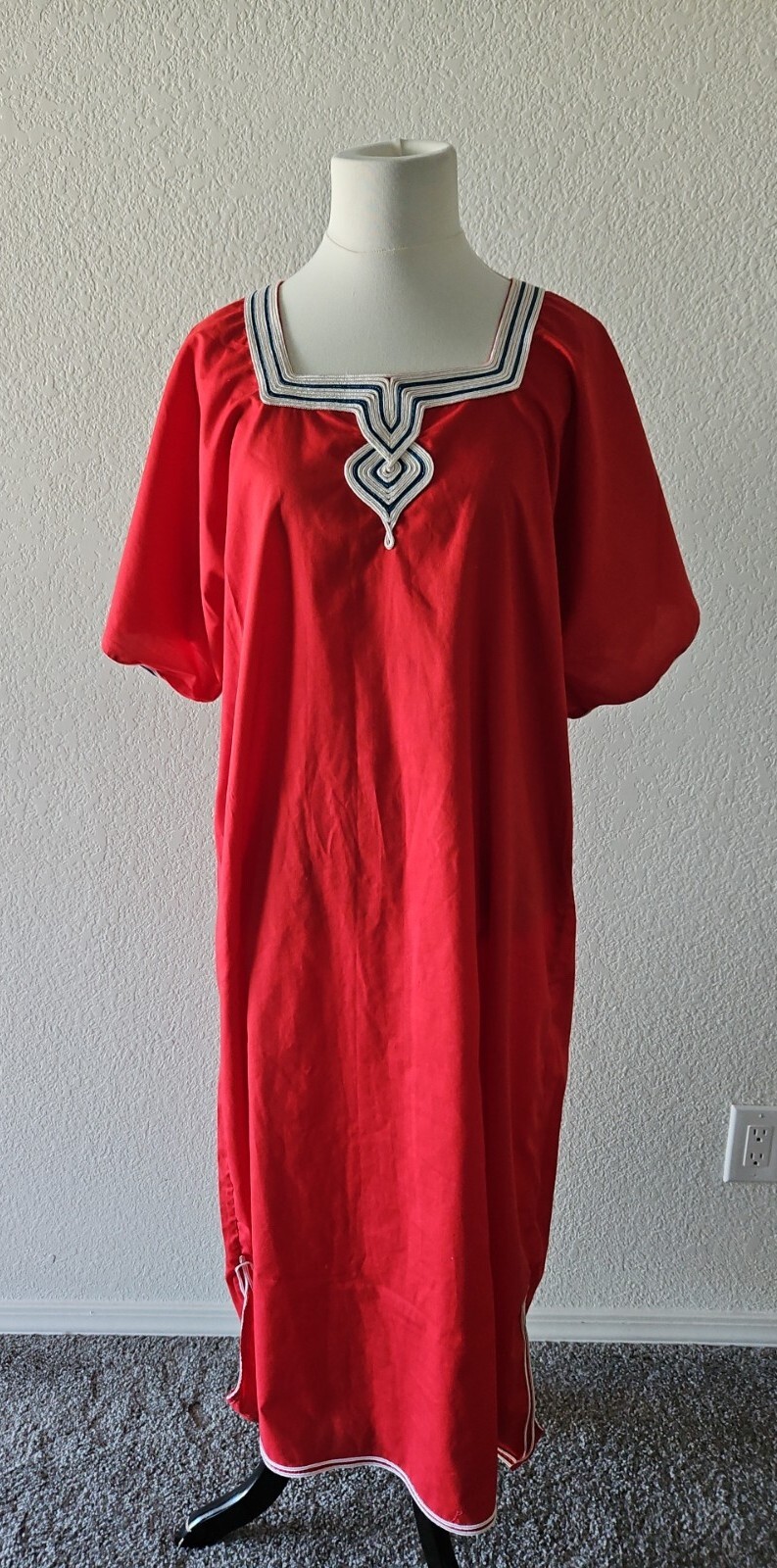 Vintage Red Middle Eastern Caftan Kaftan Dress Size M… - Gem