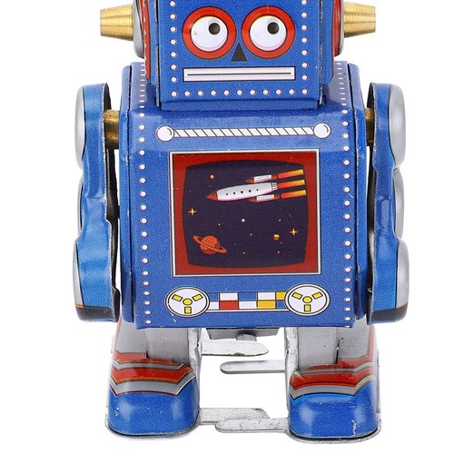(Blue)Wind Up Robot Toy Hand Made Decorative Vintage Clockwork Robot ...