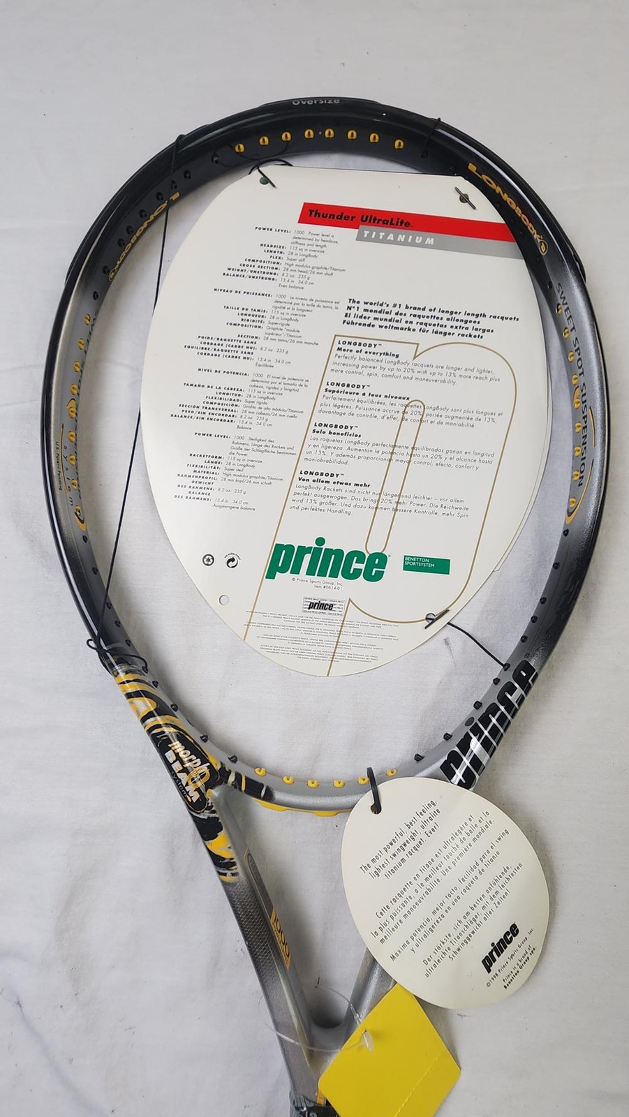 Prince Thunder UltraLite Tennis Racket - 4 5/8 in, Longbody, OS, New ...