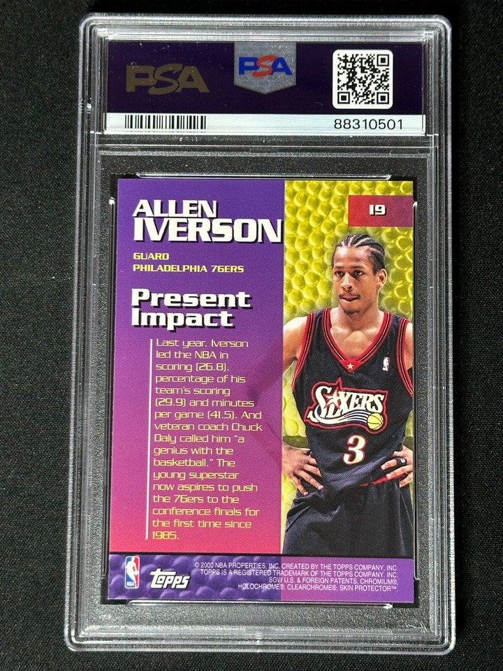 1999 Topps Impact Allen Iverson #I9 PSA 10 GEM MINT 76ers INSERT LOW ...