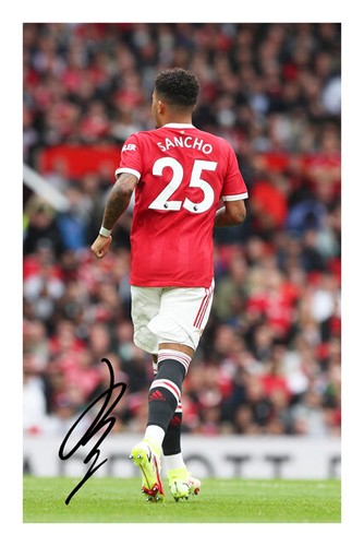 Jadon Sancho Signed A4 Photo Print Autograph Manchester United Man Utd ...