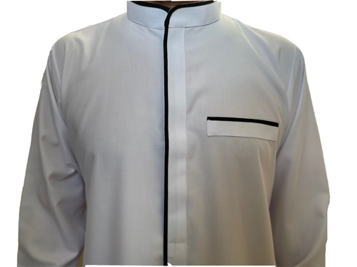 Casual Collar Emirati Saudi Omani Thobe Jubba Khamis Islamic Arabic ...