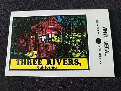 Three Rivers, California Vintage Travel Souvenir Decal / Window Sticker ...