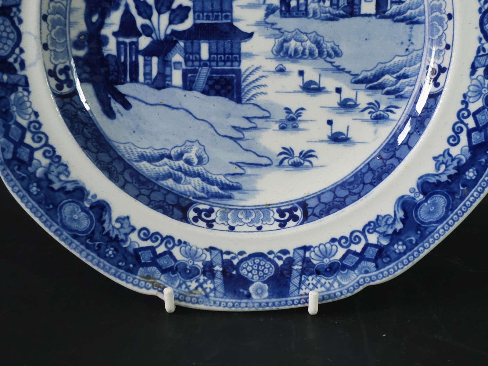 Antique Pearlware Plate in a Transferware blue and white chinoiserie ...