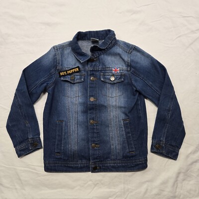 Kids LARGE Junk Food The Beatles SGT. Pepper Jean Jacket Boys Graphic ...