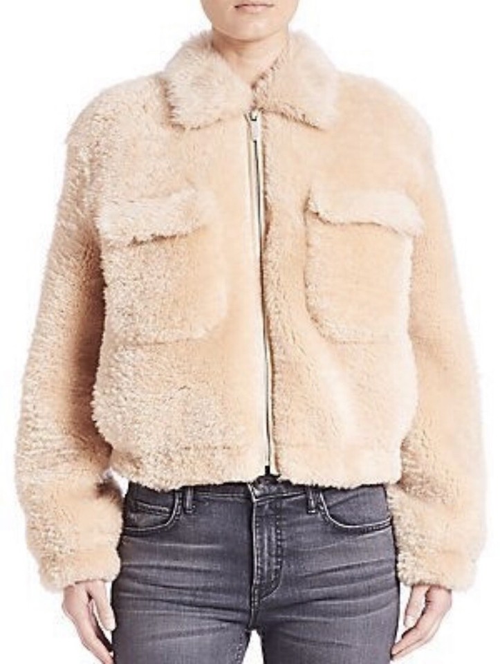 Helmut Lang creamy pink teddy shearling bomber jacket coat | eBay