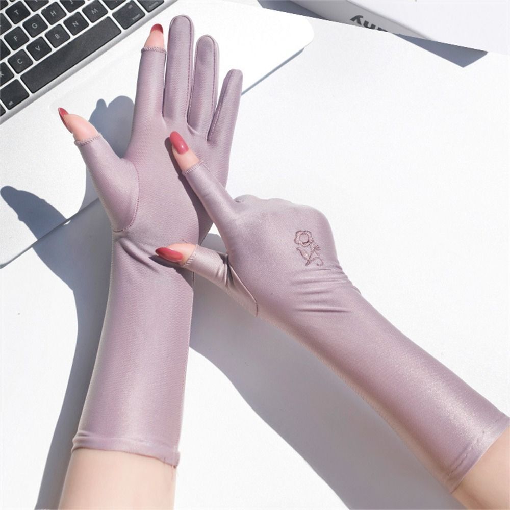 Spring Mid-long Thin Driving Gloves Sunscreen Gloves Etiquette Gloves ...
