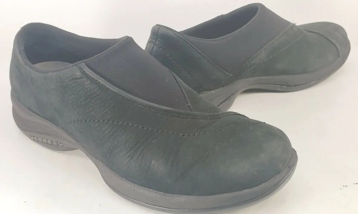 MERRELL Women's Moc Topo Curve Black Leather Slide Pr… - Gem