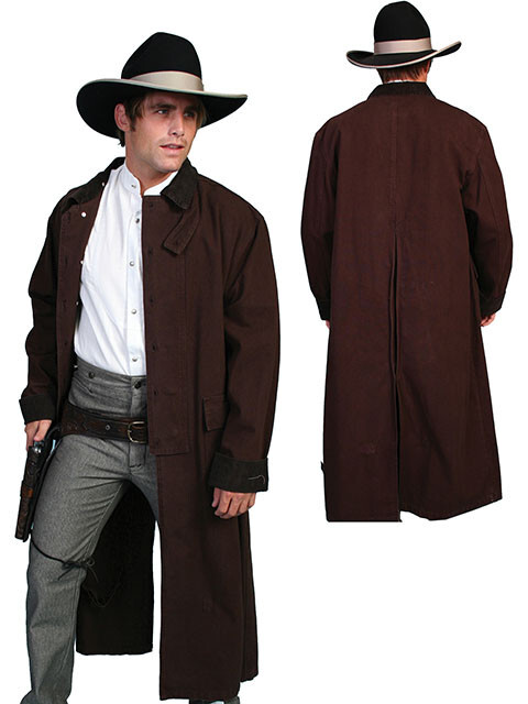 MEN'S WESTERN OLD WEST COWBOY SCULLY LONG DUSTER COAT BLACK BROWN TAN ...