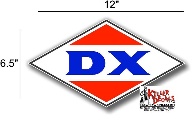 (DX-2) 12" 1950-90 DX GASOLINE VINYL DECAL OIL CAN / GAS PUMP / LUBSTER ...