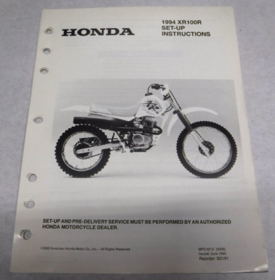 OEM 1994 94 HONDA XR100R XR100 XR 100 SET UP INSTRUCTIONS MANUAL 17 ...