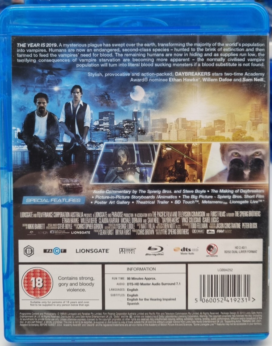 Daybreakers (Blu-ray, 2010) Ethan Hawke, Sam Neill | eBay