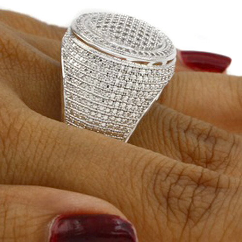 1.19 CT Simulated Diamond 14K White Gold Plated Men's Wedding Band Ring ...