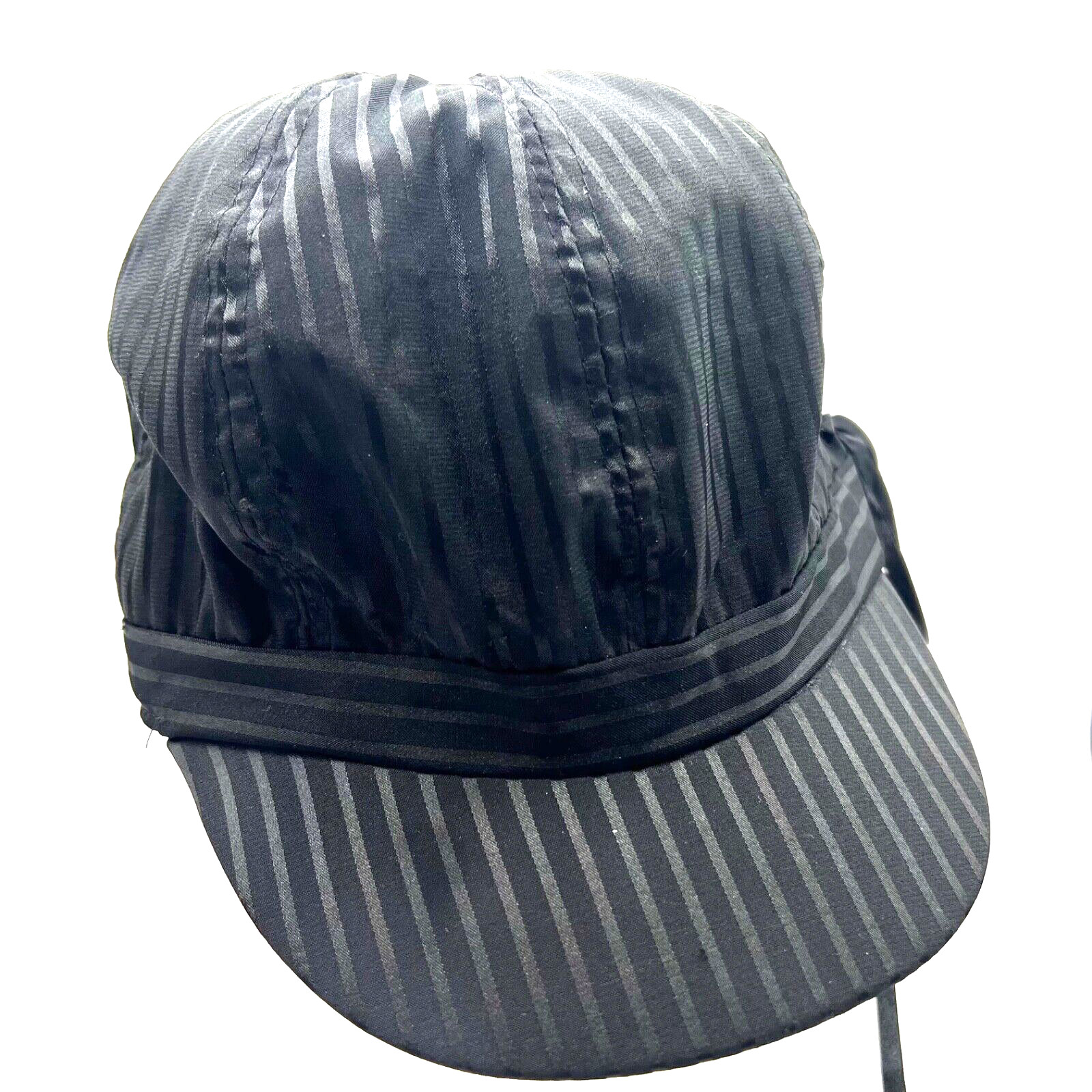 Hat OS Bongo Women's Cabbie Striped Black Fabric. Pol… - Gem