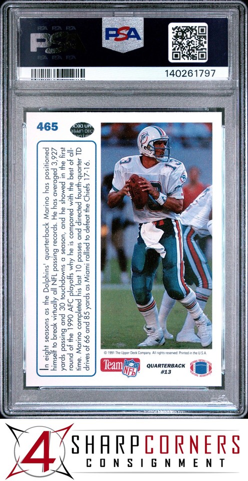 1991 UPPER DECK #465 DAN MARINO DOLPHINS HOF PSA 10 | eBay