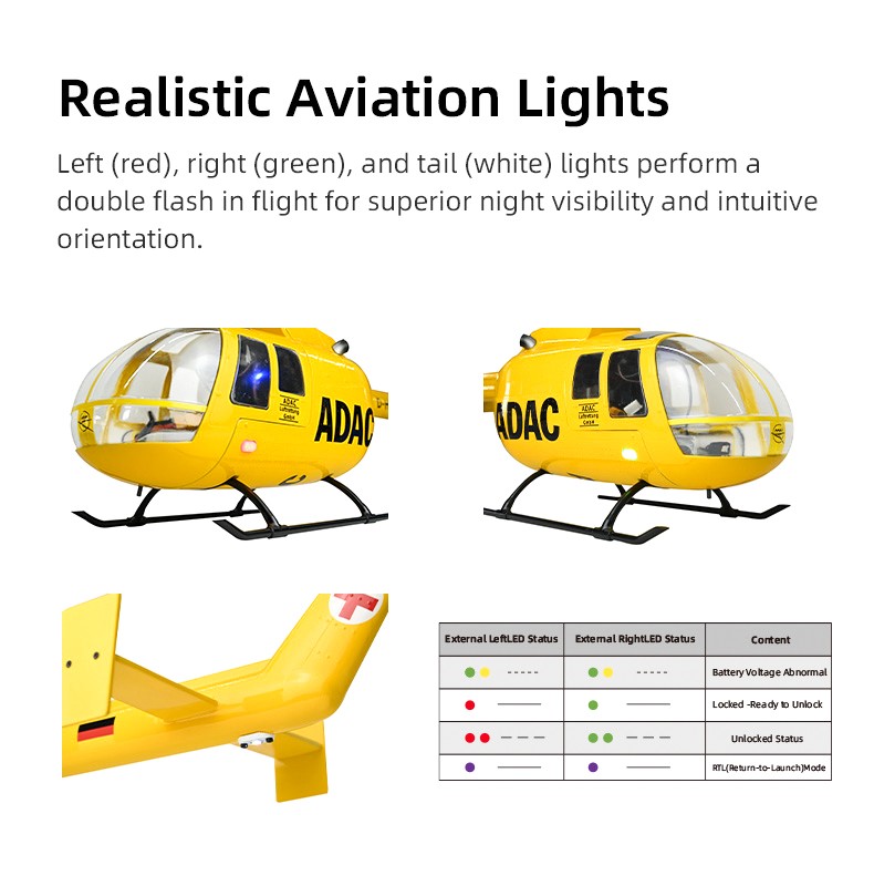 Flywing RTF BO105 470 V3 ADAC 10CH RC Helicopter With ACE Flight ...