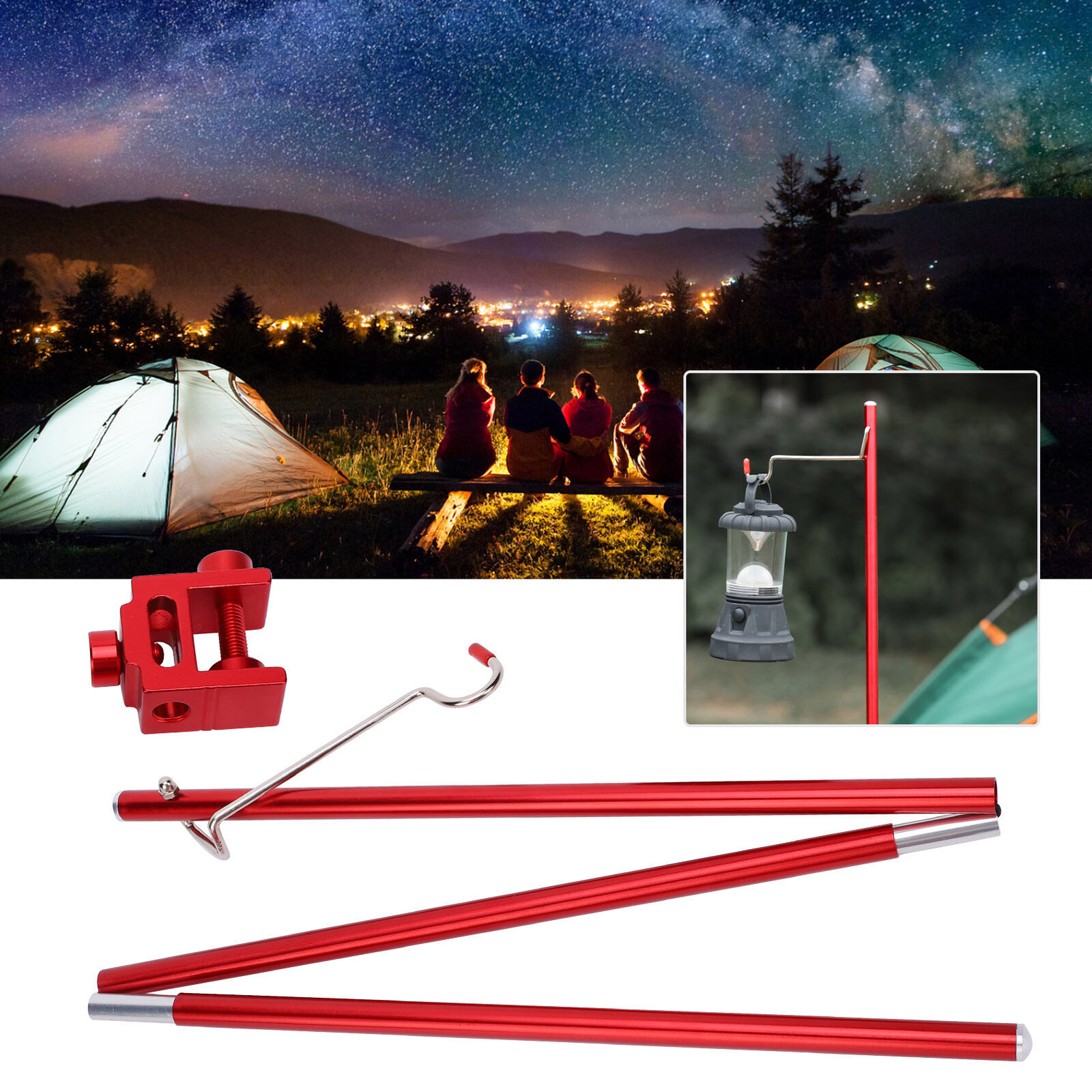 Camping Lantern Stand Folding Lamp Stand Camping Light Hanging Pole ...