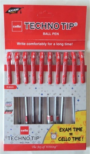 (Pack de 10) stylo à bille Indian Cello Techno Tip Red Extra Smooth ...