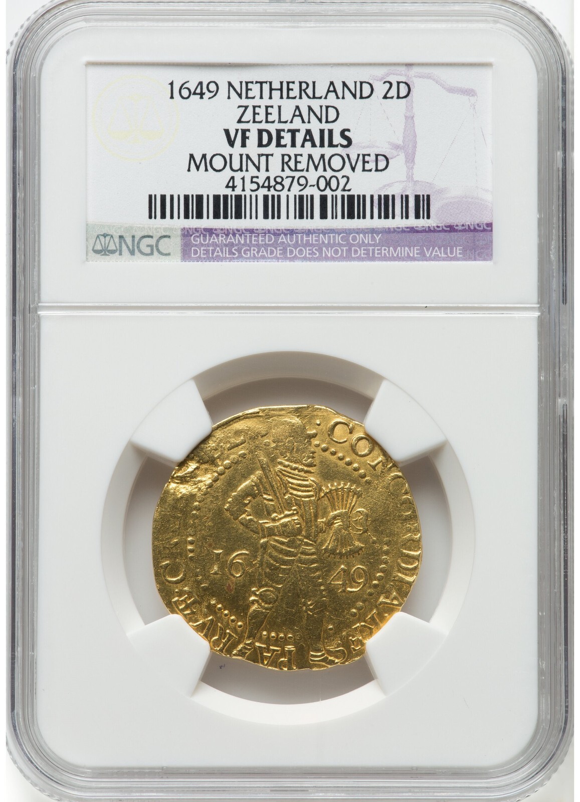 1649 Netherland Zeeland Gold 2 Ducats NGC VF Details - Rare Double ...