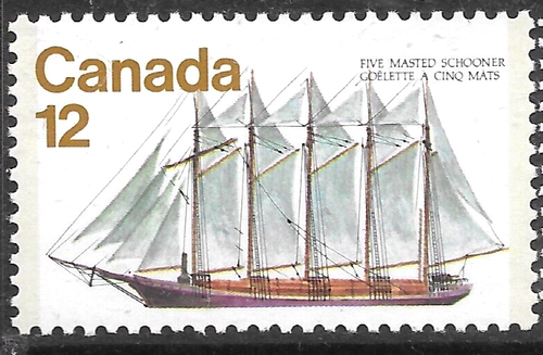 1977 CANADA"Malahat" (Five Masted Schooner) MNH OG VF Sailing Ships ...