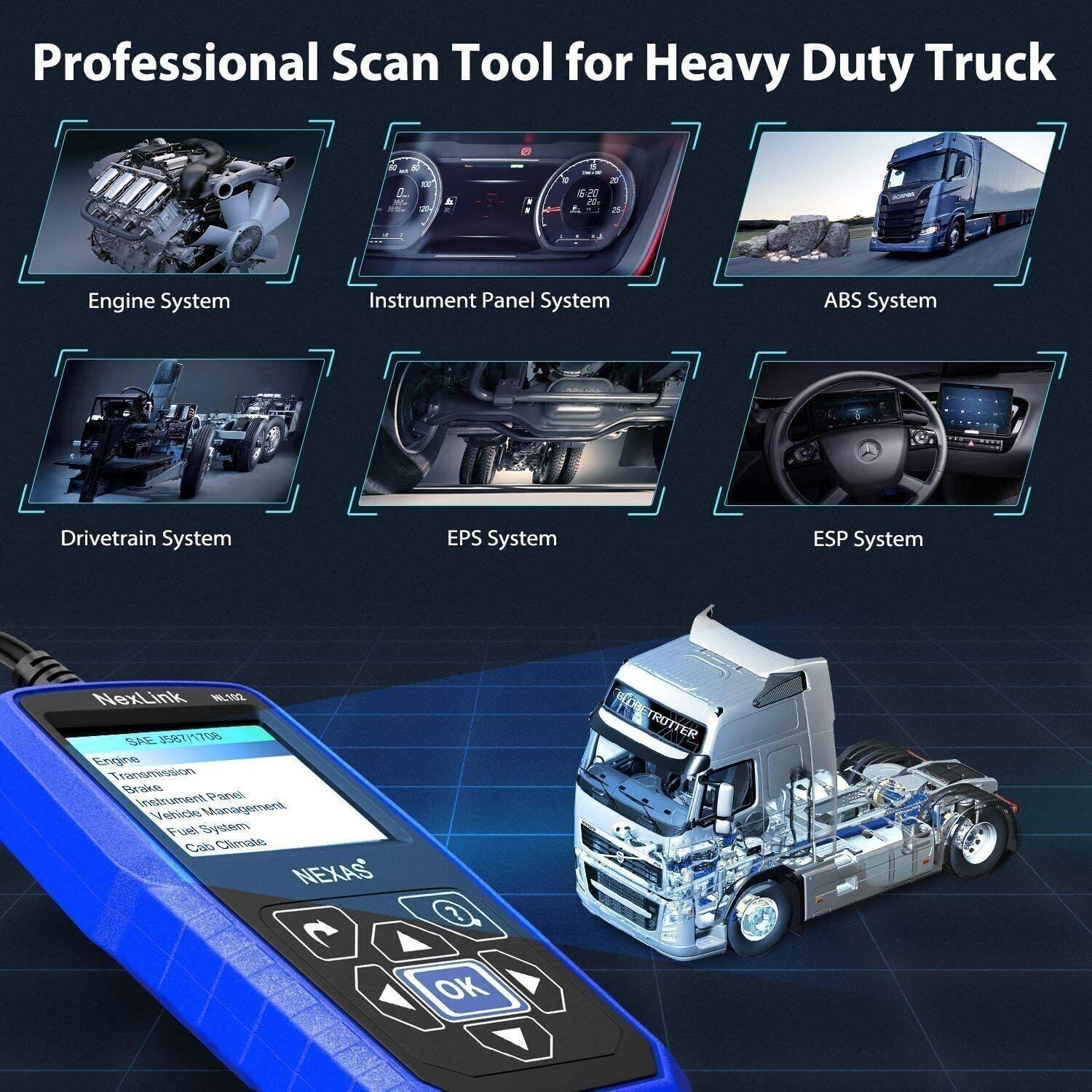 NEXAS NL102 Heavy Duty Diesel Truck Scanner Diagnostic Tool OBD2 HD ...