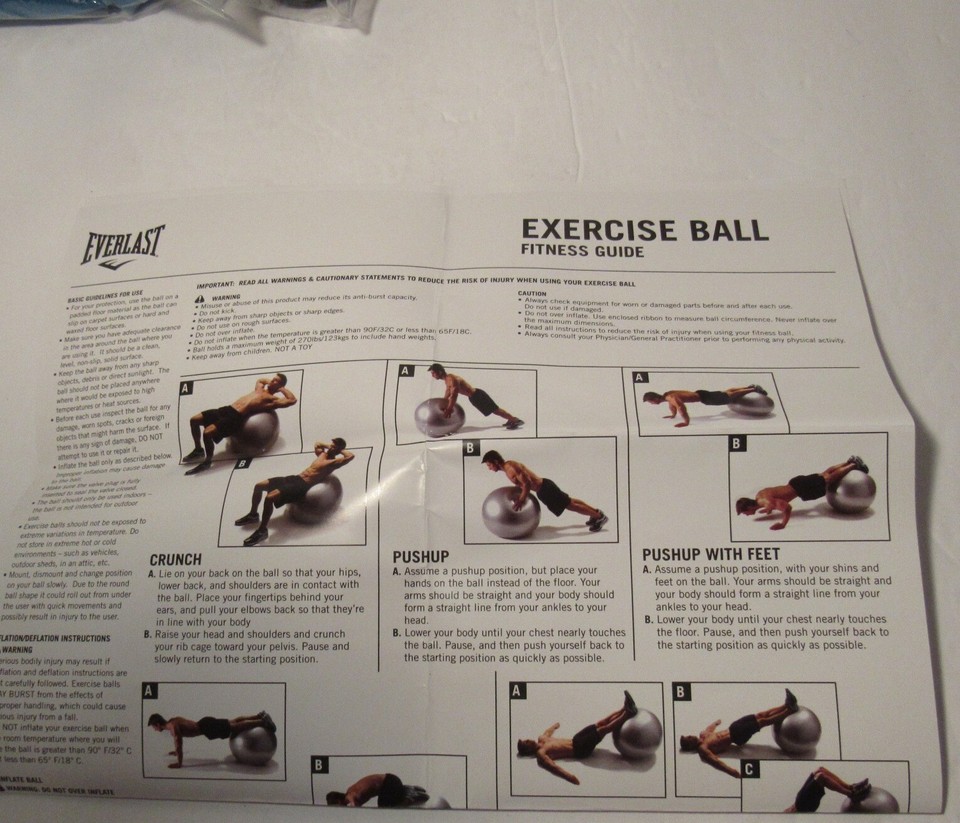 Everlast Fitness Ball, Burst Resistant 26 IN, Holds 270 lbs. Full Body ...