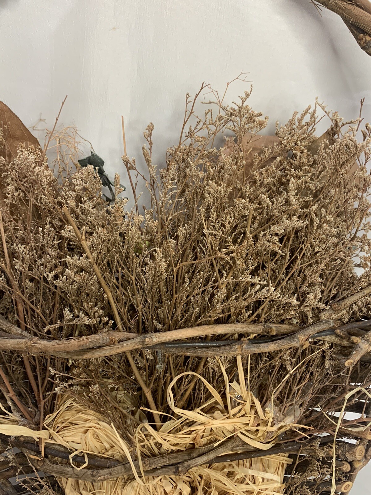Vintage Decorative Grapevine Wall Hanging Basket Dried Florals 15” Flat ...