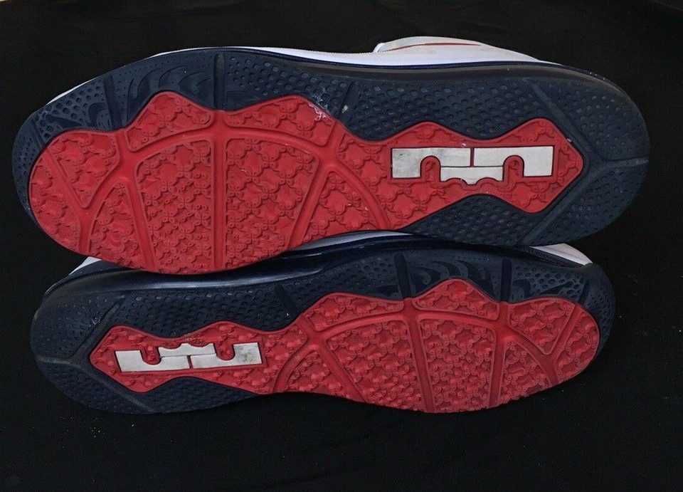 NIKE Air Max Lebron 9 USA Olympic White Obsidian Shoes Men's Size 13 (M ...