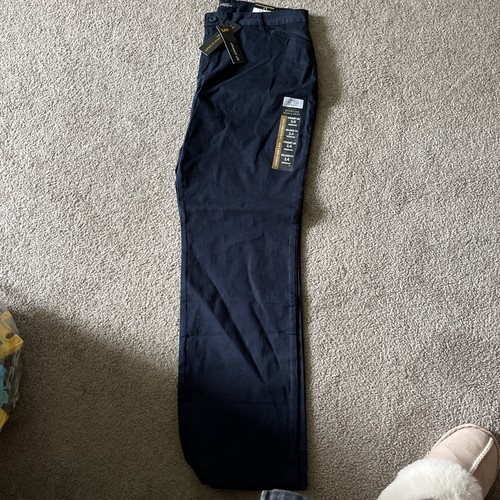 LEE RELAXED FIT STRAIGHT LEG MID RISE Wash & WEAR PANTS SIZE 14M NAVY ...